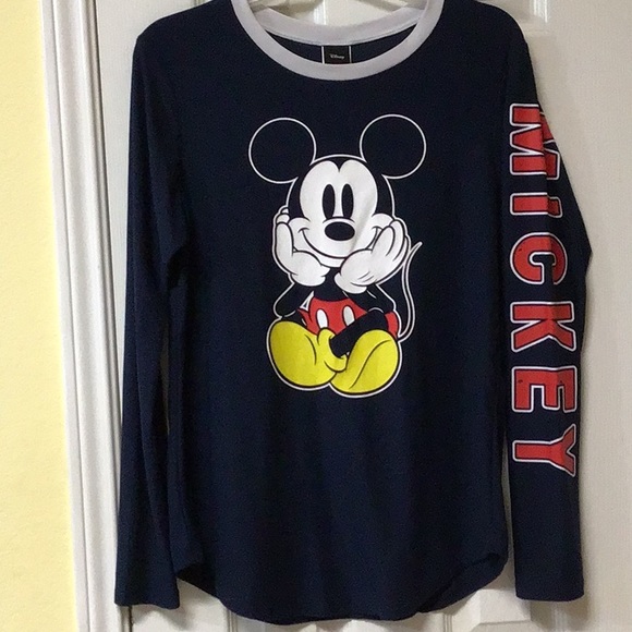 Disney | Tops | Micky Mouse Long Sleeve Tee Med 79 Jr | Poshmark